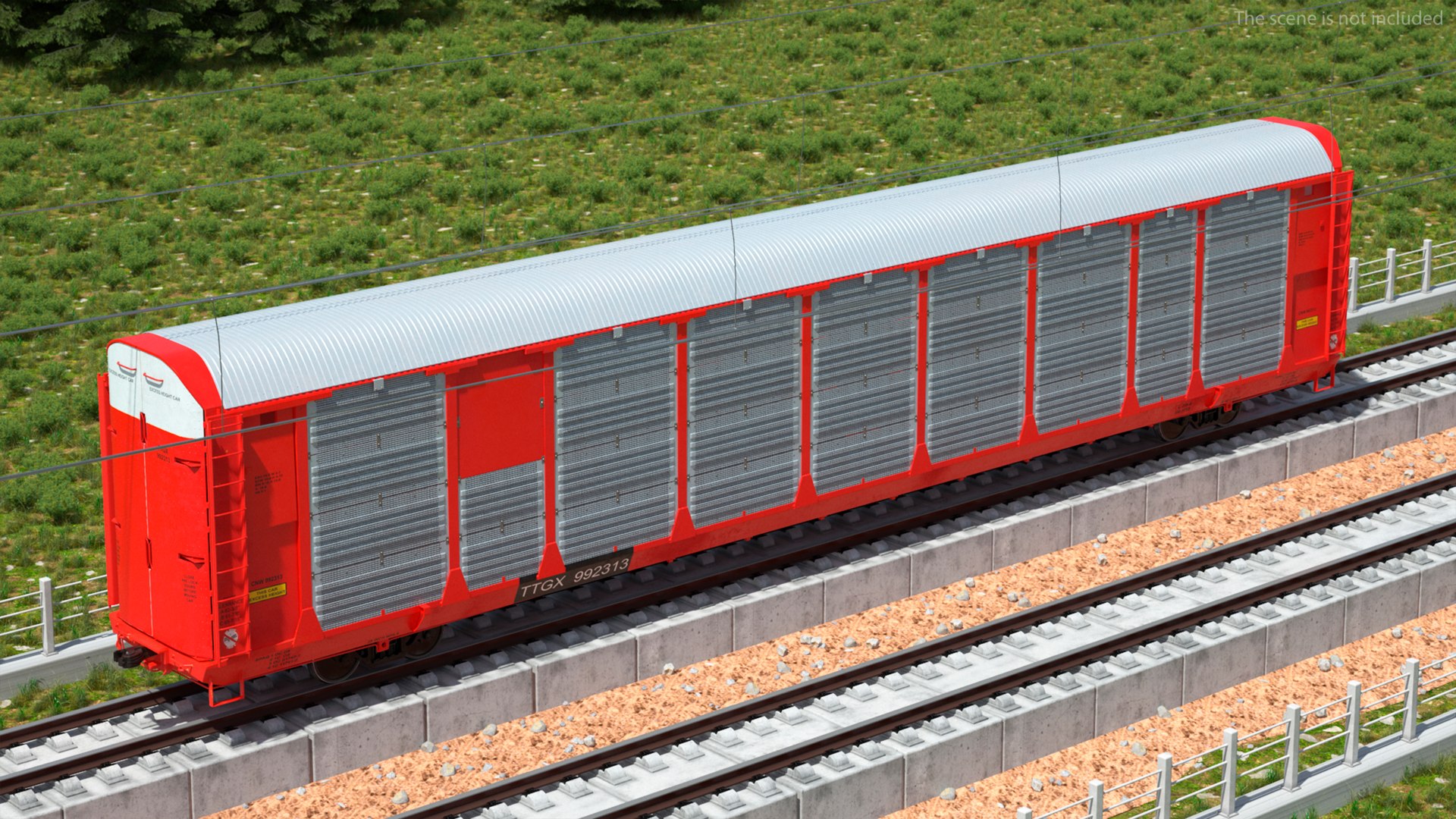 Generic Tri Level Autorack Train Car Red 3D - TurboSquid 2304559