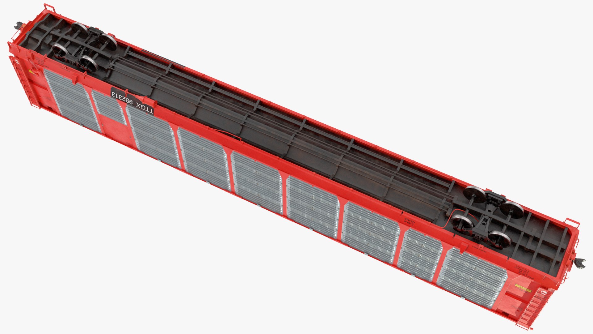 Generic Tri Level Autorack Train Car Red 3D - TurboSquid 2304559