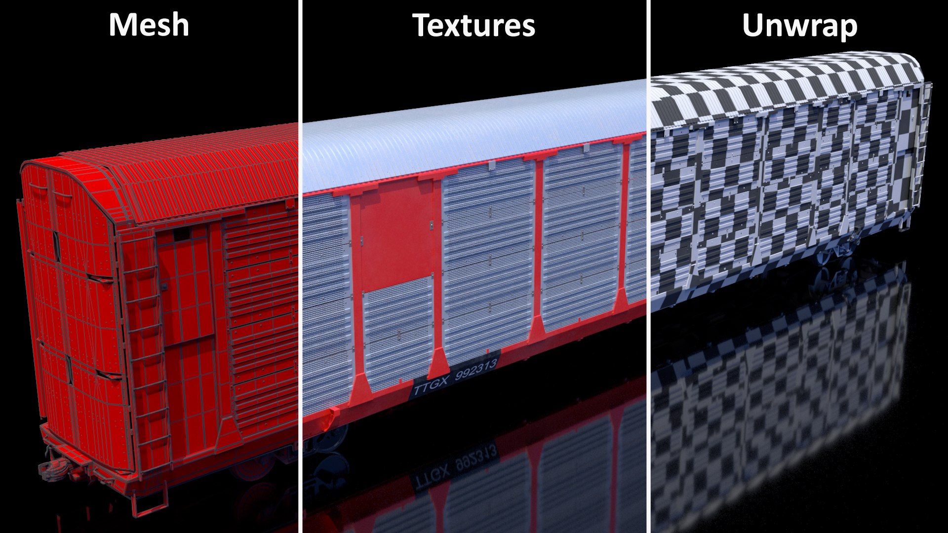 Generic Tri Level Autorack Train Car Red 3D - TurboSquid 2304559