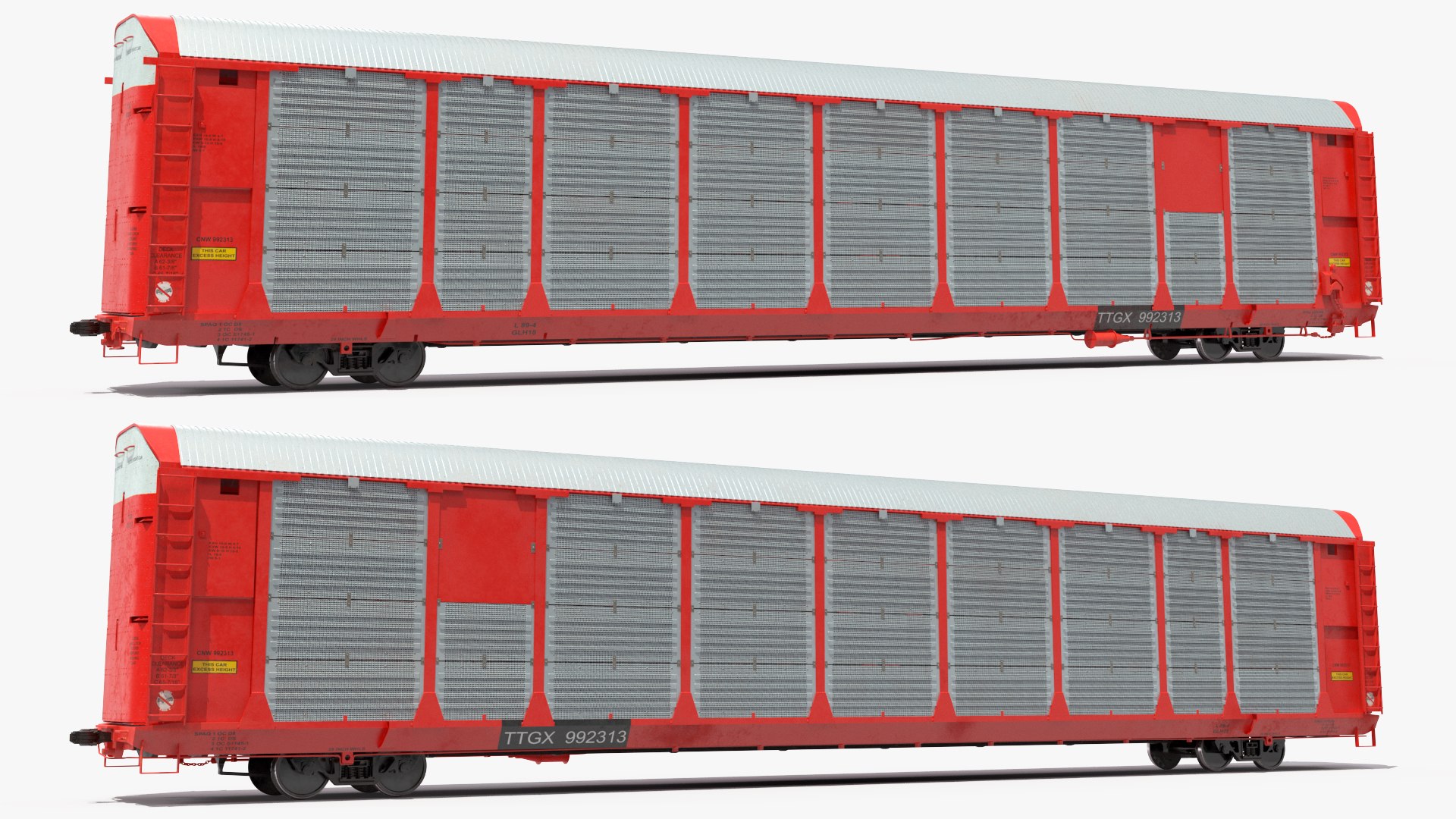 Generic Tri Level Autorack Train Car Red 3D - TurboSquid 2304559