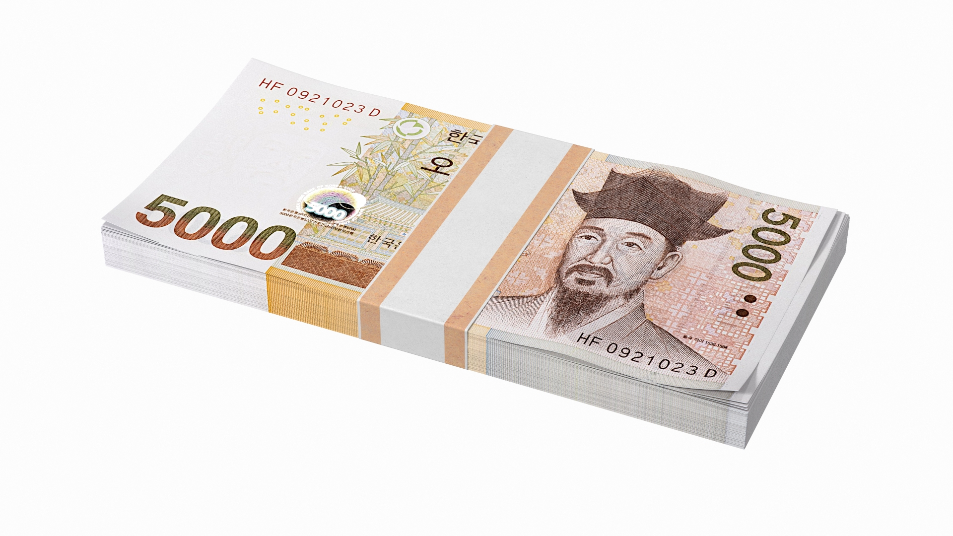 South Korean 5000 Won Banknotes Bundle 3D Model - TurboSquid 1730038