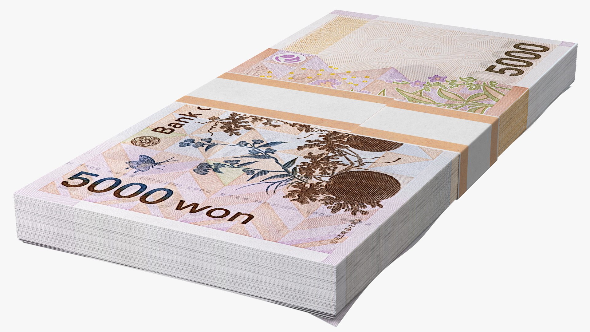 South Korean 5000 Won Banknotes Bundle 3D Model - TurboSquid 1730038
