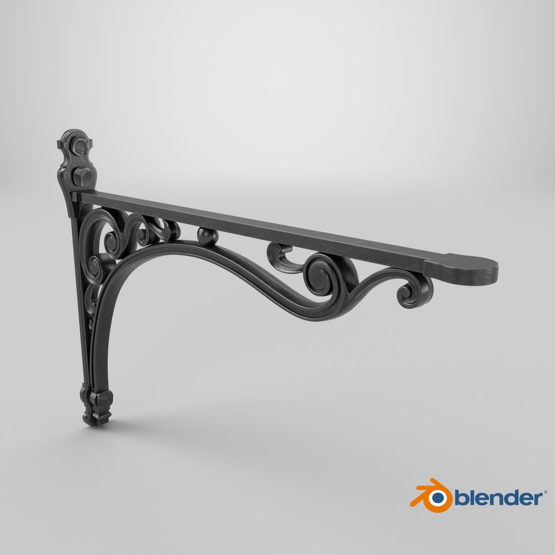 Shelf Bracket With Curls Iron Black 3D Model - TurboSquid 2492566