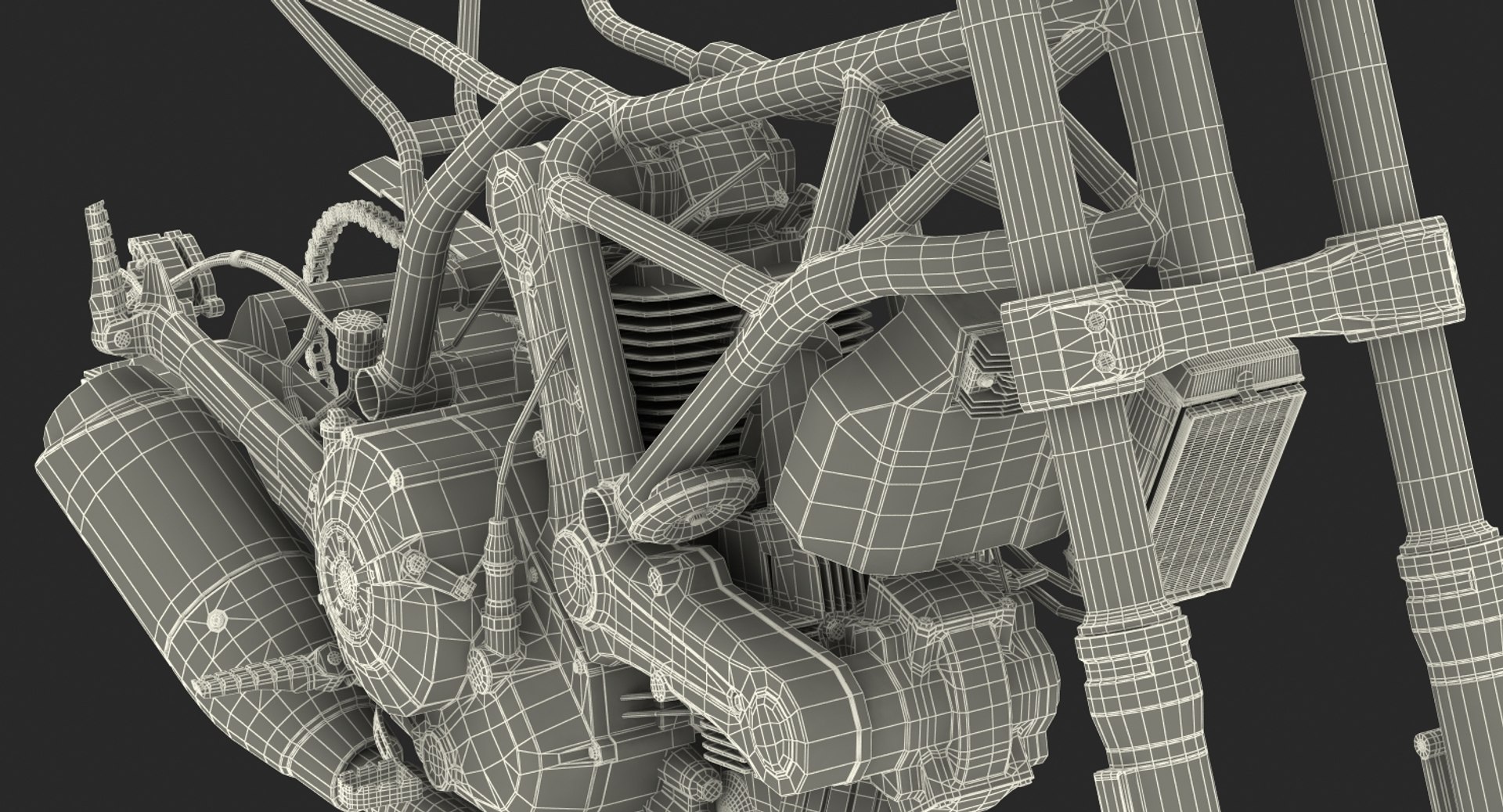 3d motorcycle engine frame model