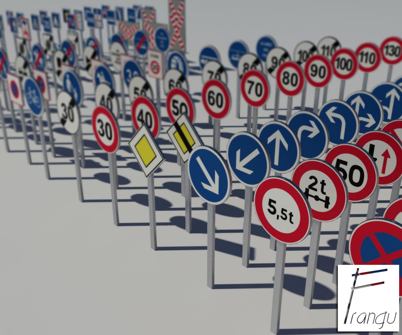 french road signs 3d model