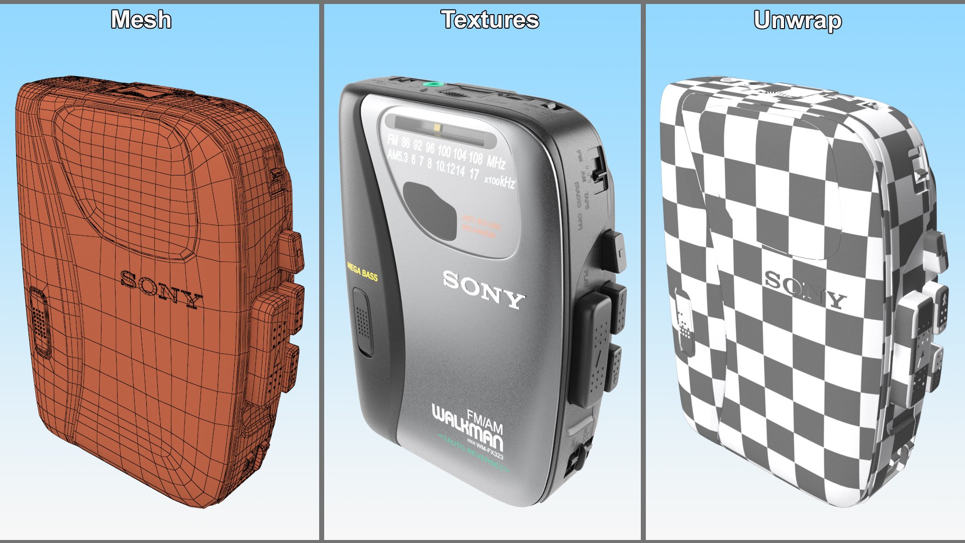 Classic Portable Music Player Sony Walkman 3D Model - TurboSquid 2317737