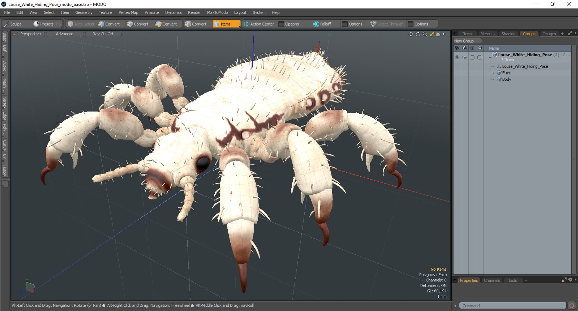 3D Model Louse White Hiding Pose - TurboSquid 2284174