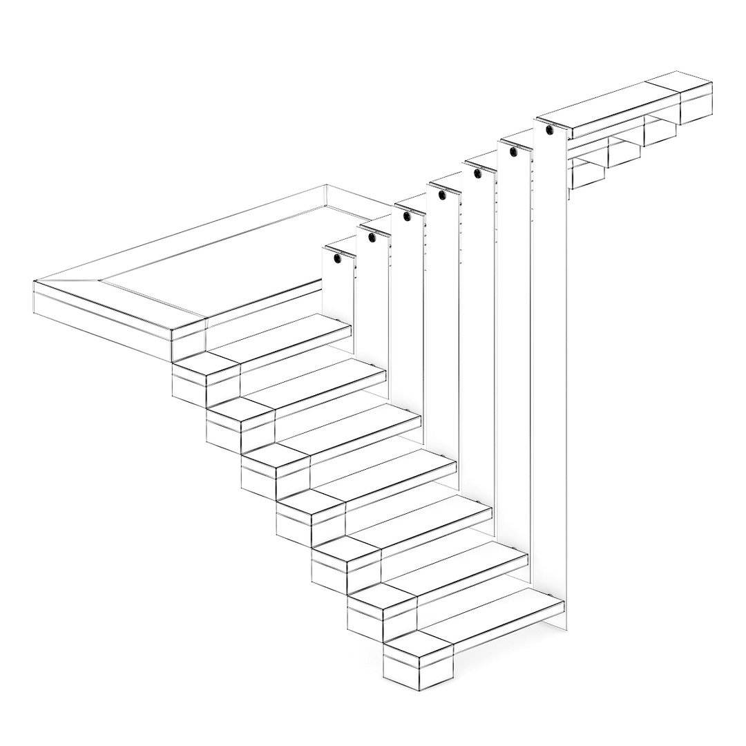 c4d wood wooden stairs