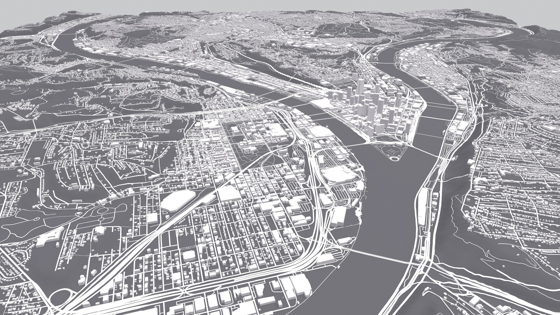 3D Cityscape Pittsburgh Pennsylvania USA model - TurboSquid 2087101