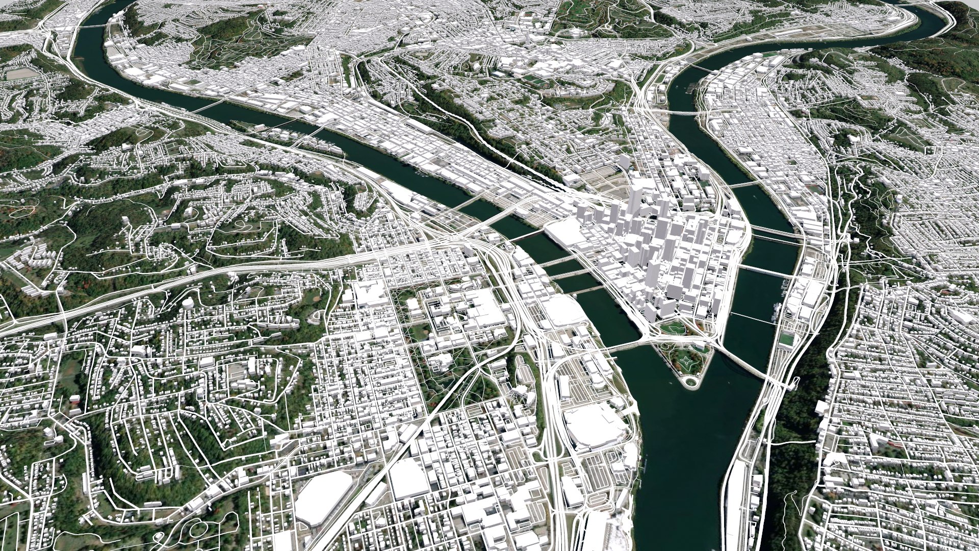 3D Cityscape Pittsburgh Pennsylvania USA model - TurboSquid 2087101