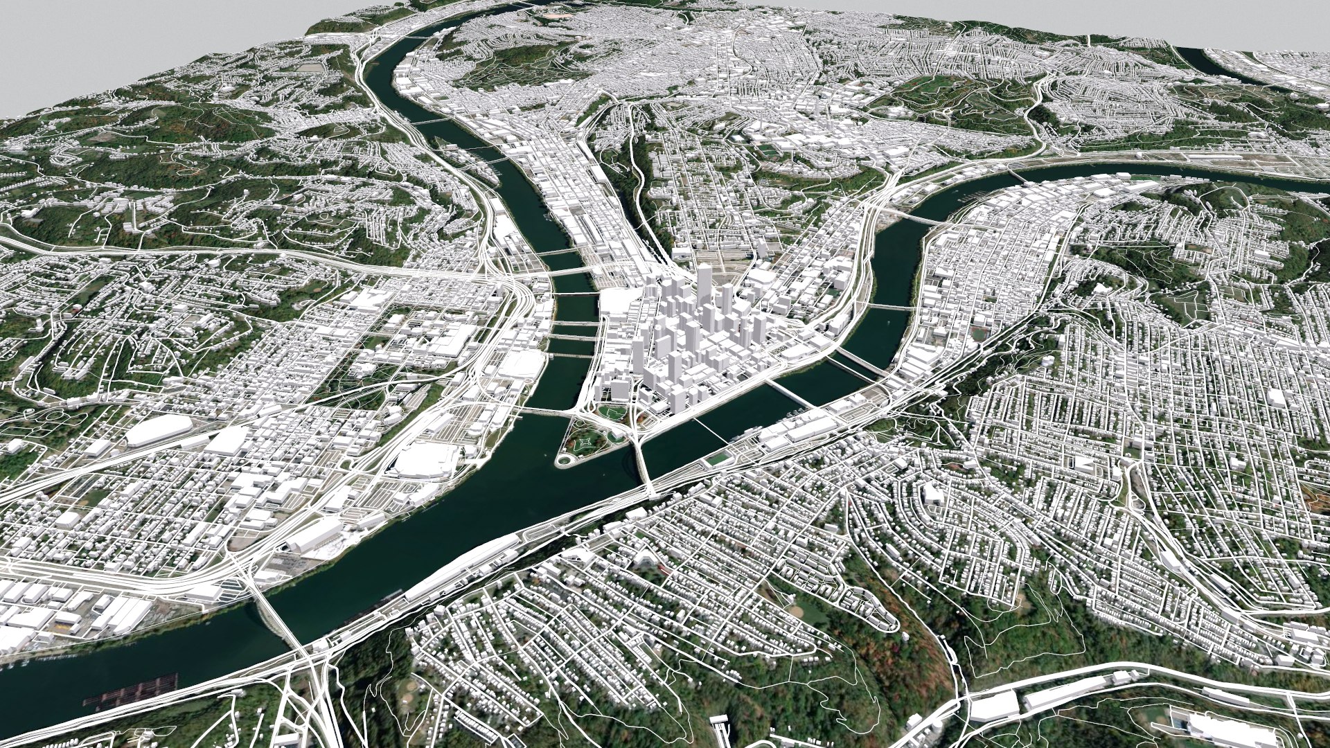 3D Cityscape Pittsburgh Pennsylvania USA model - TurboSquid 2087101