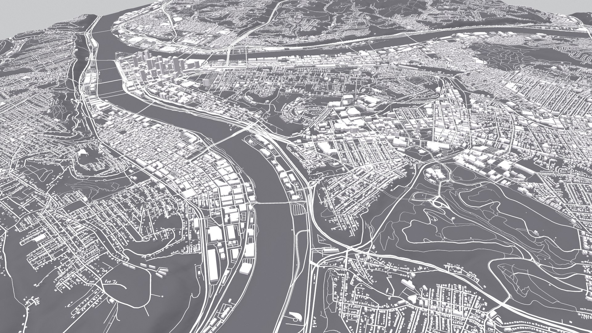3D Cityscape Pittsburgh Pennsylvania USA model - TurboSquid 2087101