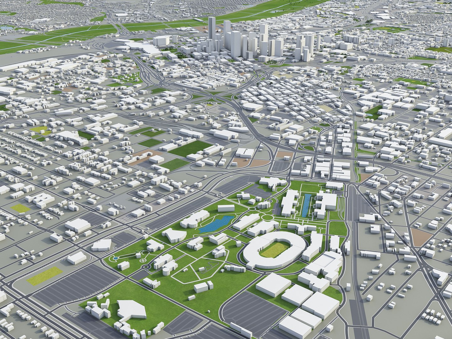 3D Dallas City Town Model - TurboSquid 1334282