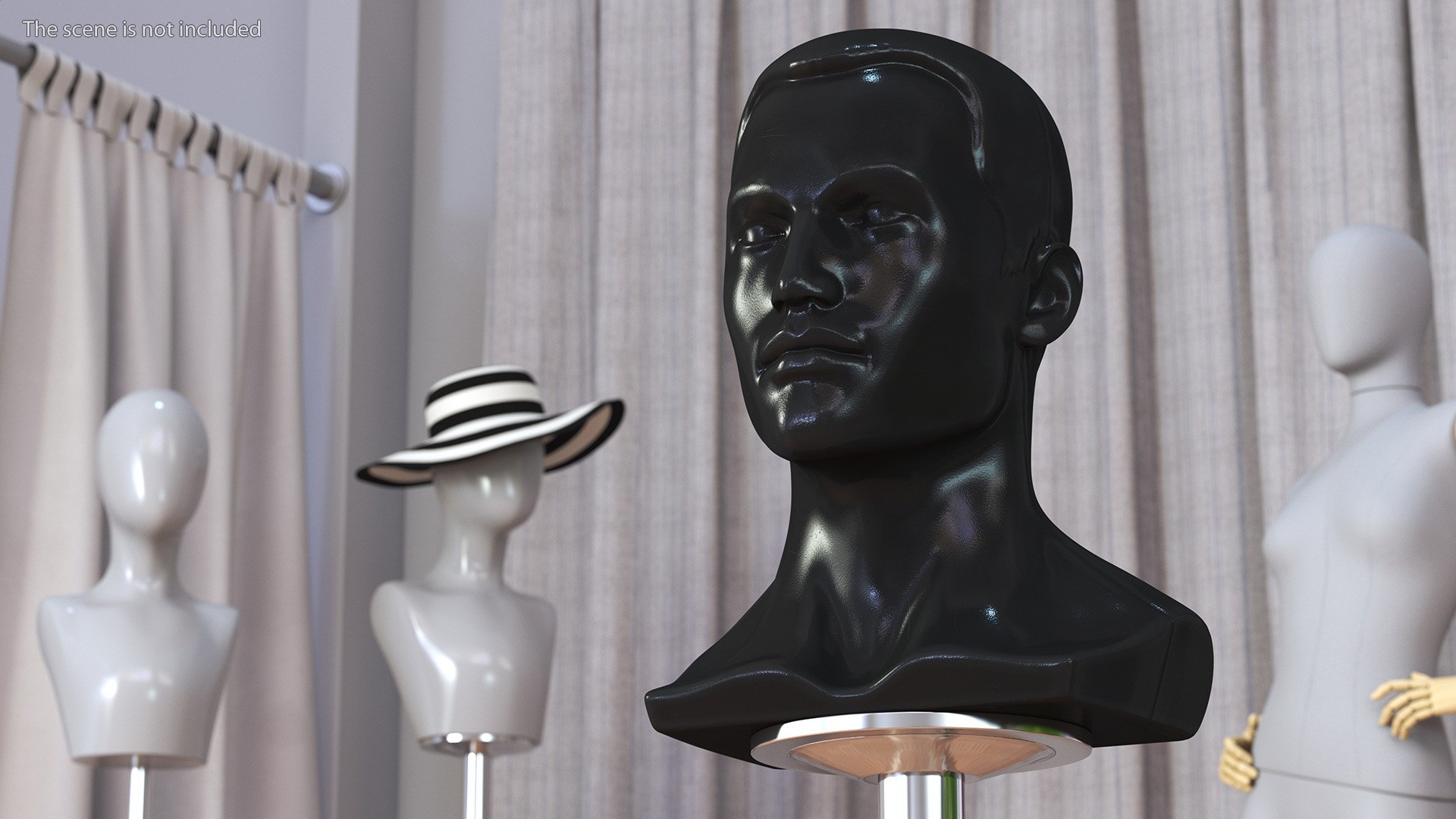 Male Mannequin Head With Hair Black Model - TurboSquid 2220674