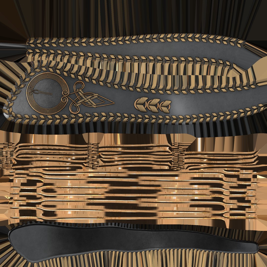 3D Wide Leather Copper Chain Decorated Waist Belt Model - TurboSquid ...