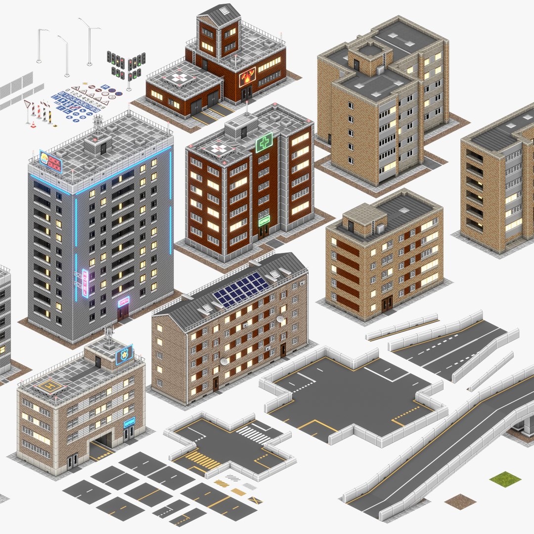 3D Game City Asset Pack Model - TurboSquid 1948920