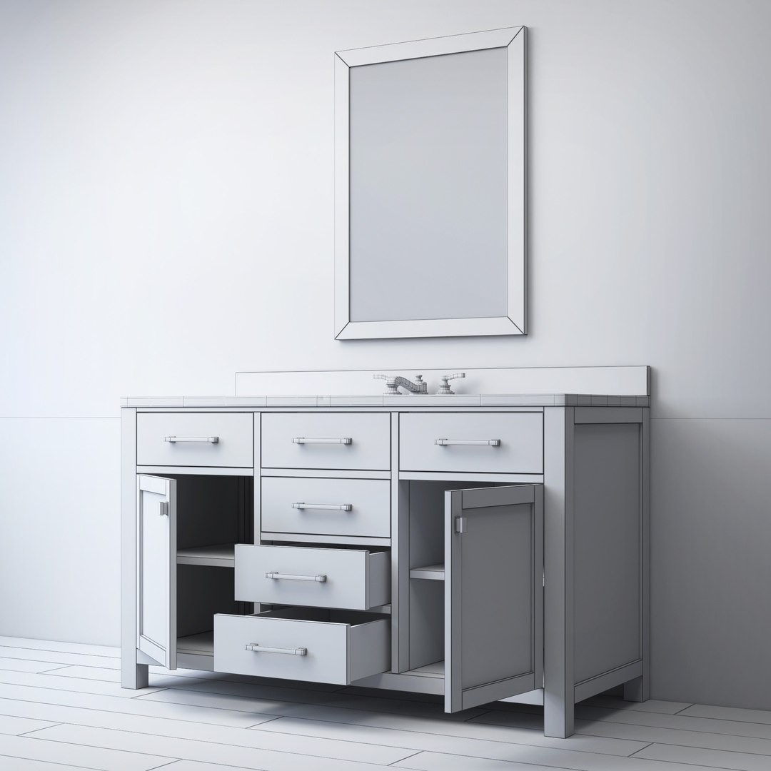 3D Model Hutton Single Extra-wide Vanity - TurboSquid 1192083