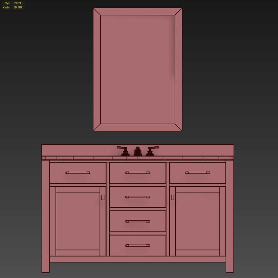 3D Model Hutton Single Extra-wide Vanity - TurboSquid 1192083