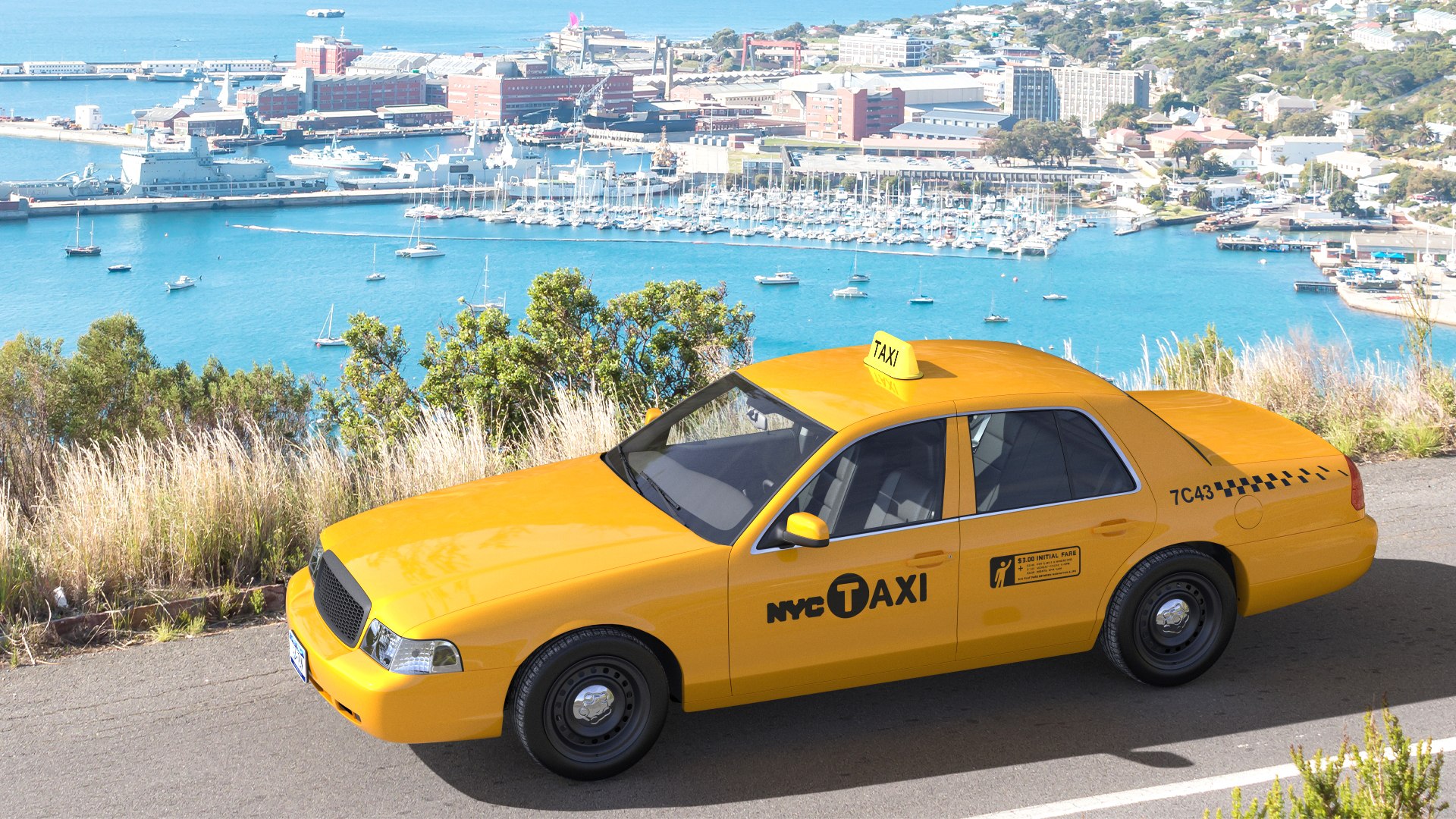 Generic yellow taxi rigged 3D - TurboSquid 1496496