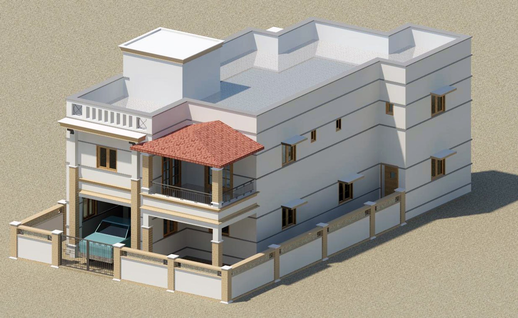 3D Bungalow Revit 2016 Model - TurboSquid 1278294