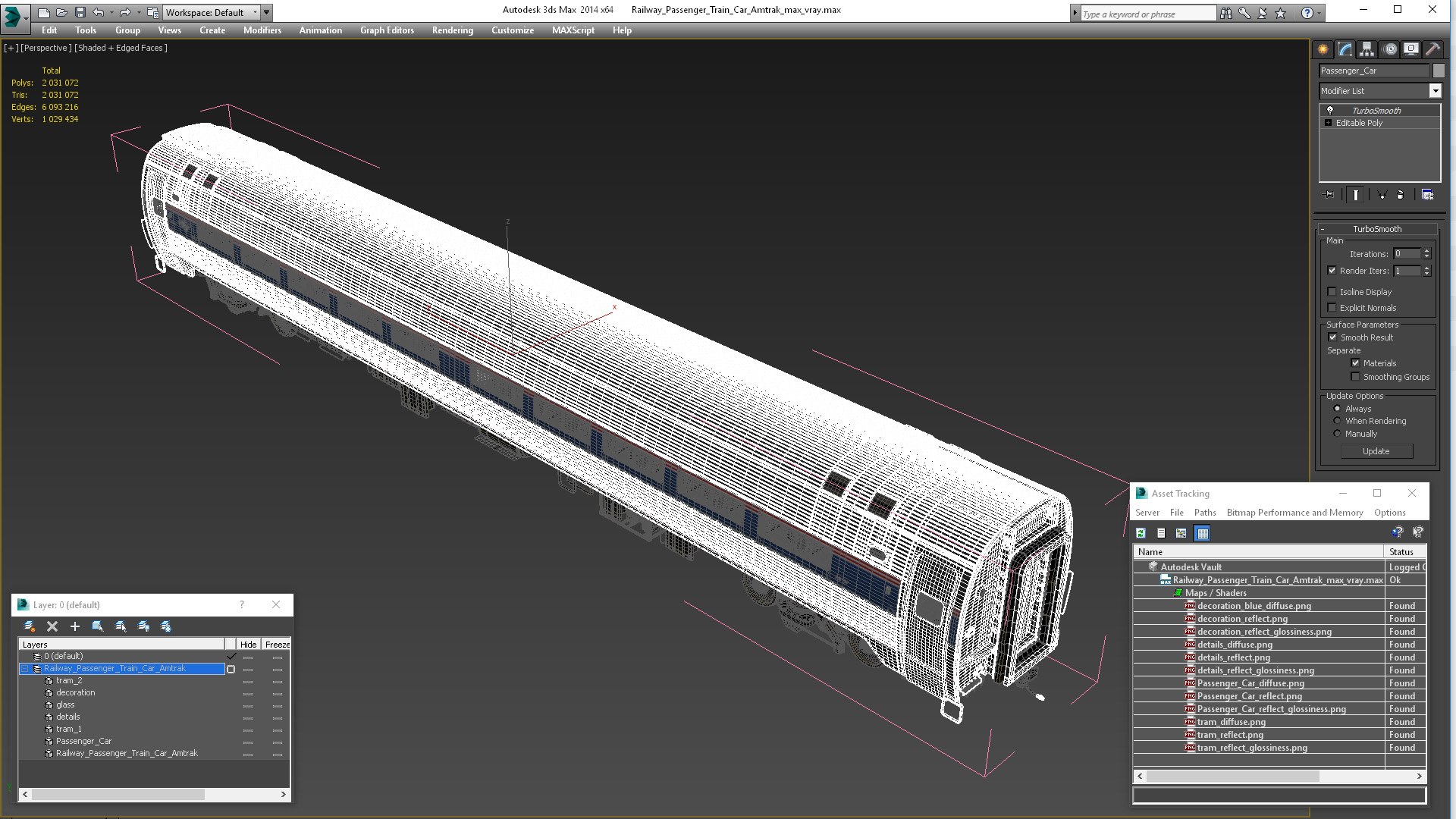 Railway Passenger Train Car Amtrak 3D model - TurboSquid 2155406