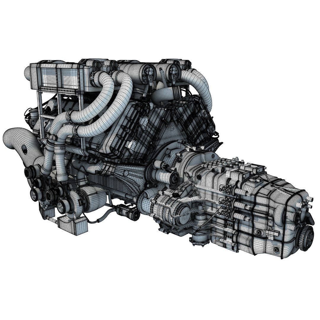 3d bugatti veyron w16 engine model