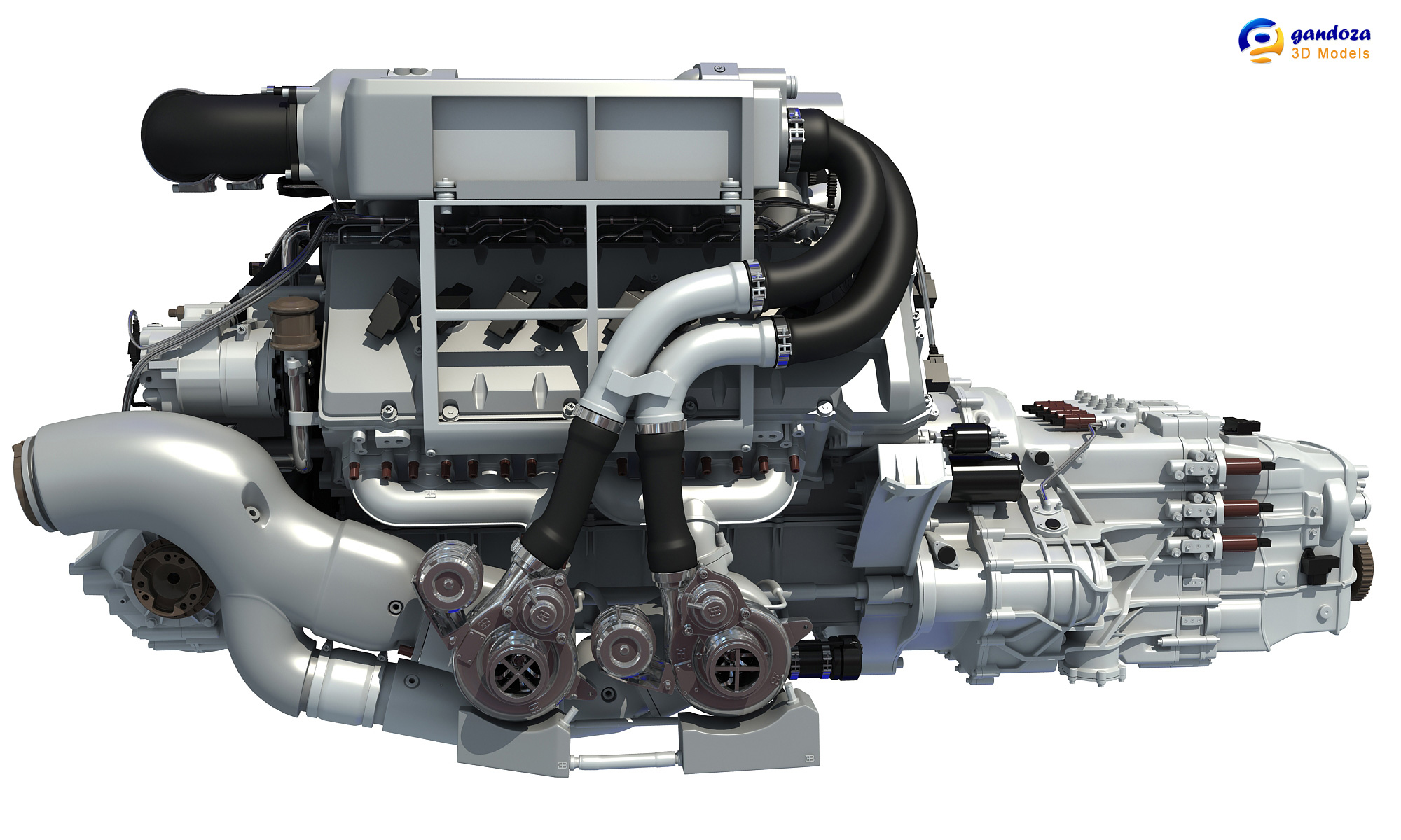 3d bugatti veyron w16 engine model