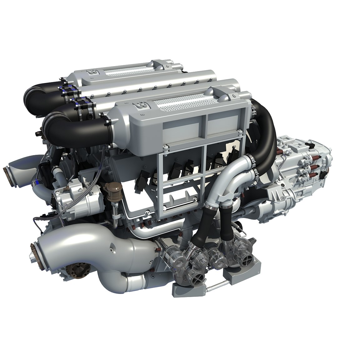 3d bugatti veyron w16 engine model
