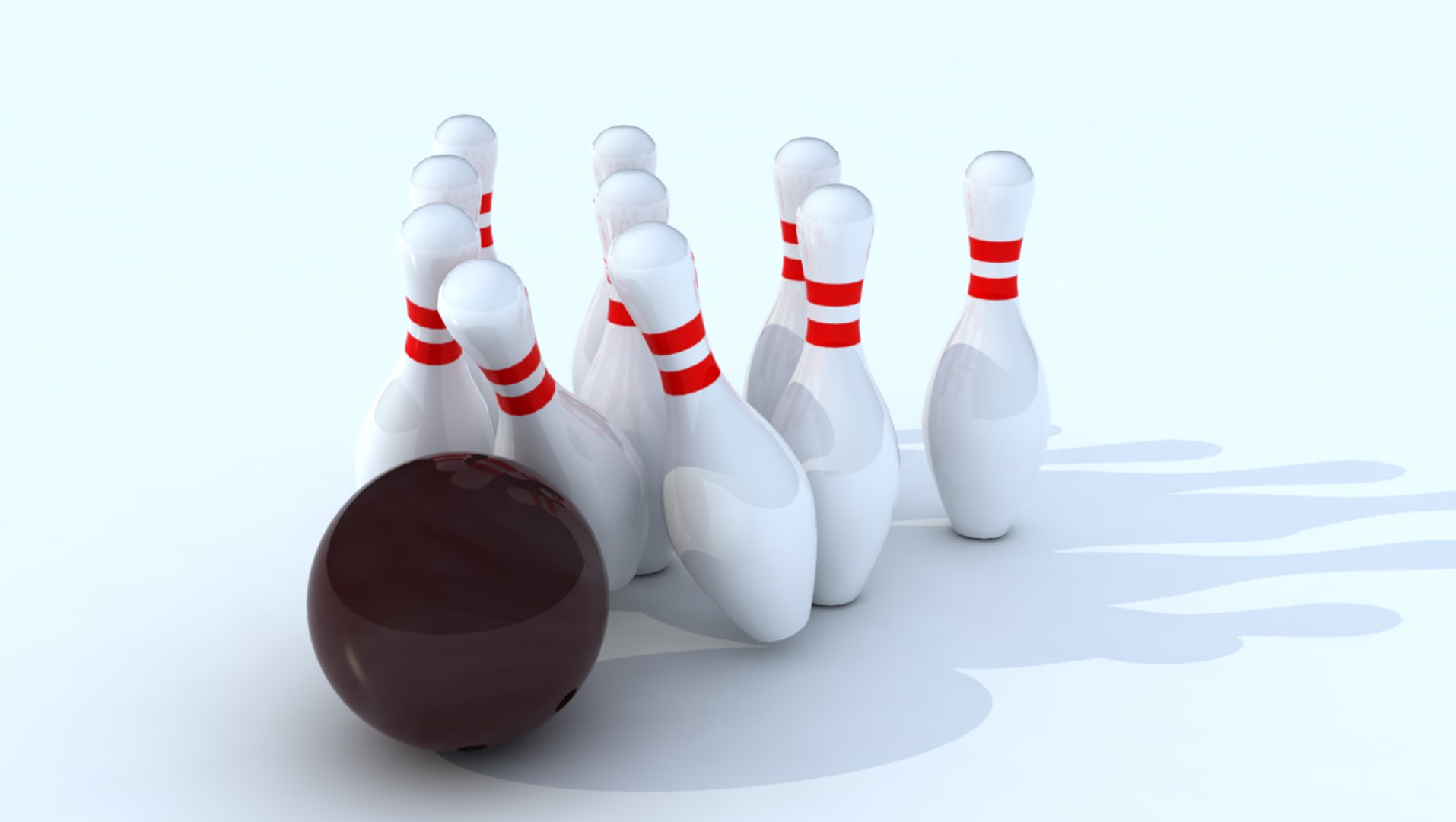 3d Model Of Bowling Ball Pins Strike