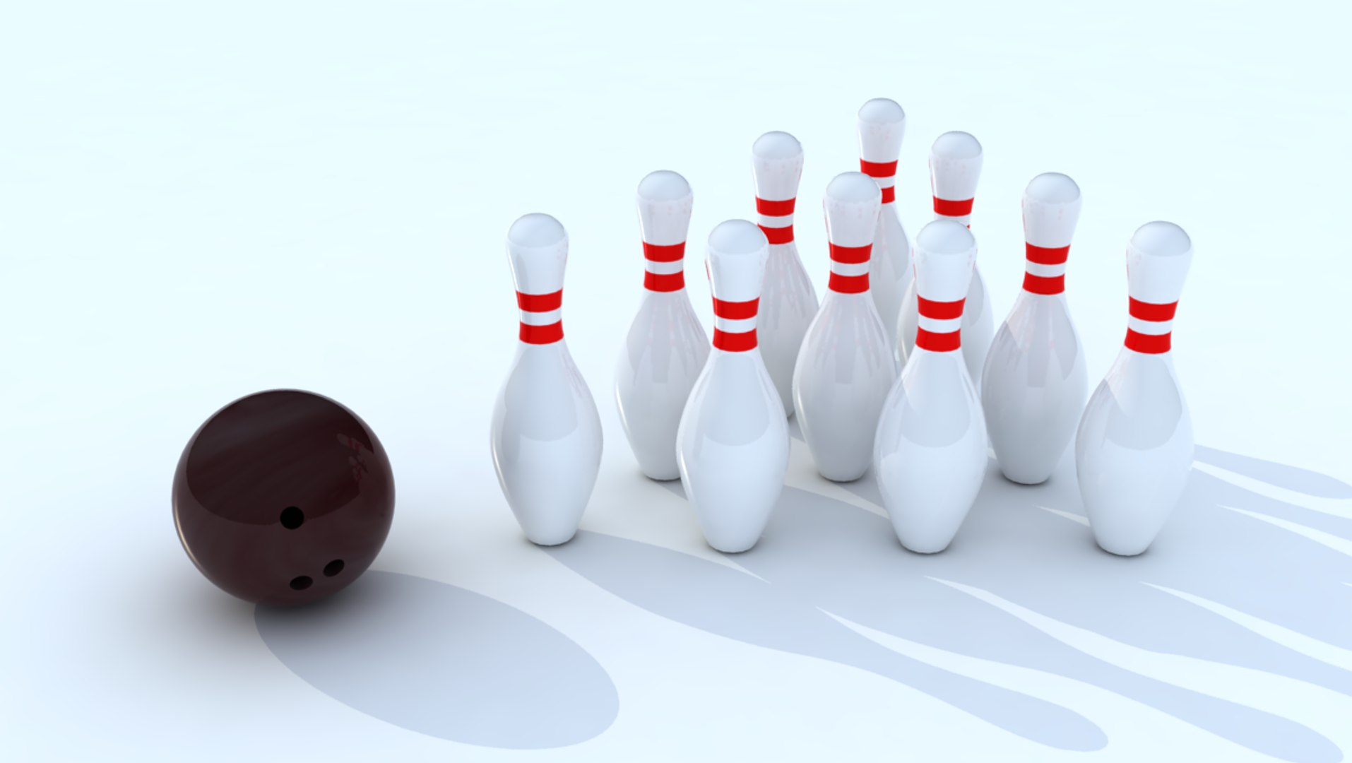3d Model Of Bowling Ball Pins Strike