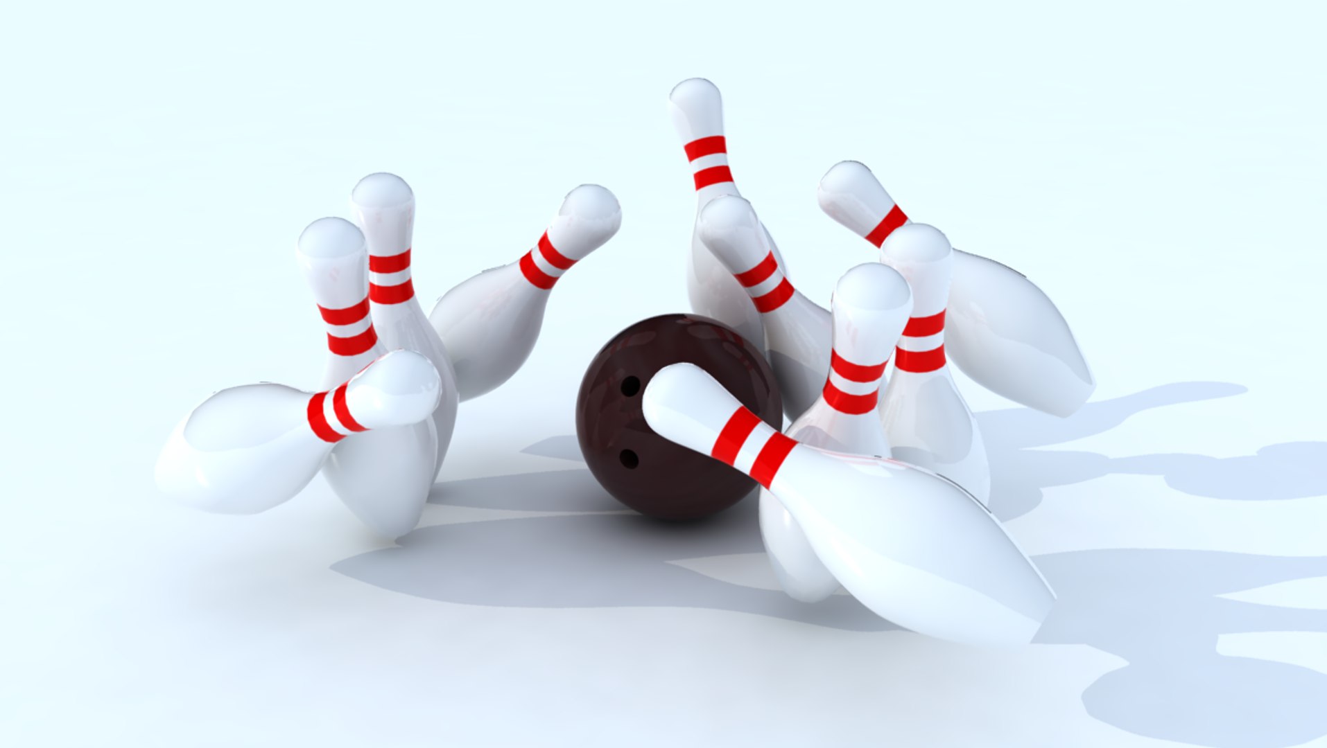 3d Model Of Bowling Ball Pins Strike
