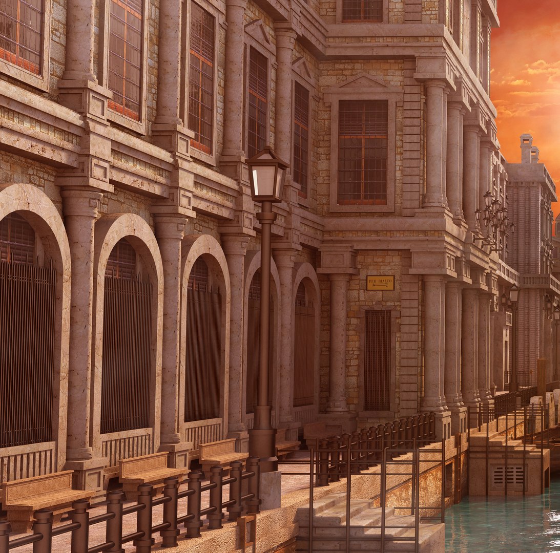 Scene Buildings Sunset 3D Model - TurboSquid 1254878