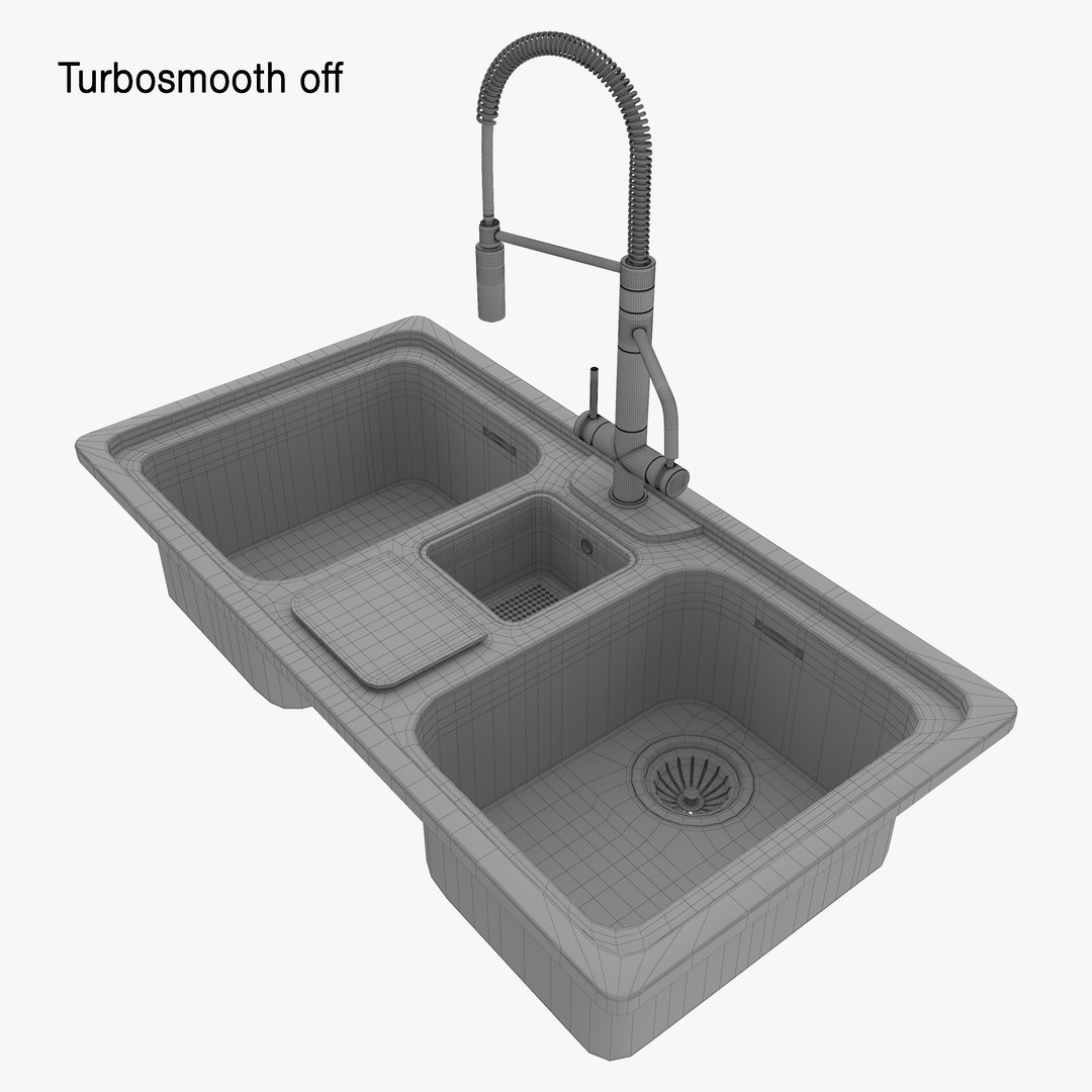 Alpex-Inox Kitchen Sink With Idealaqua Faucet By Quadrodesign 3D Model - TurboSquid 1977150
