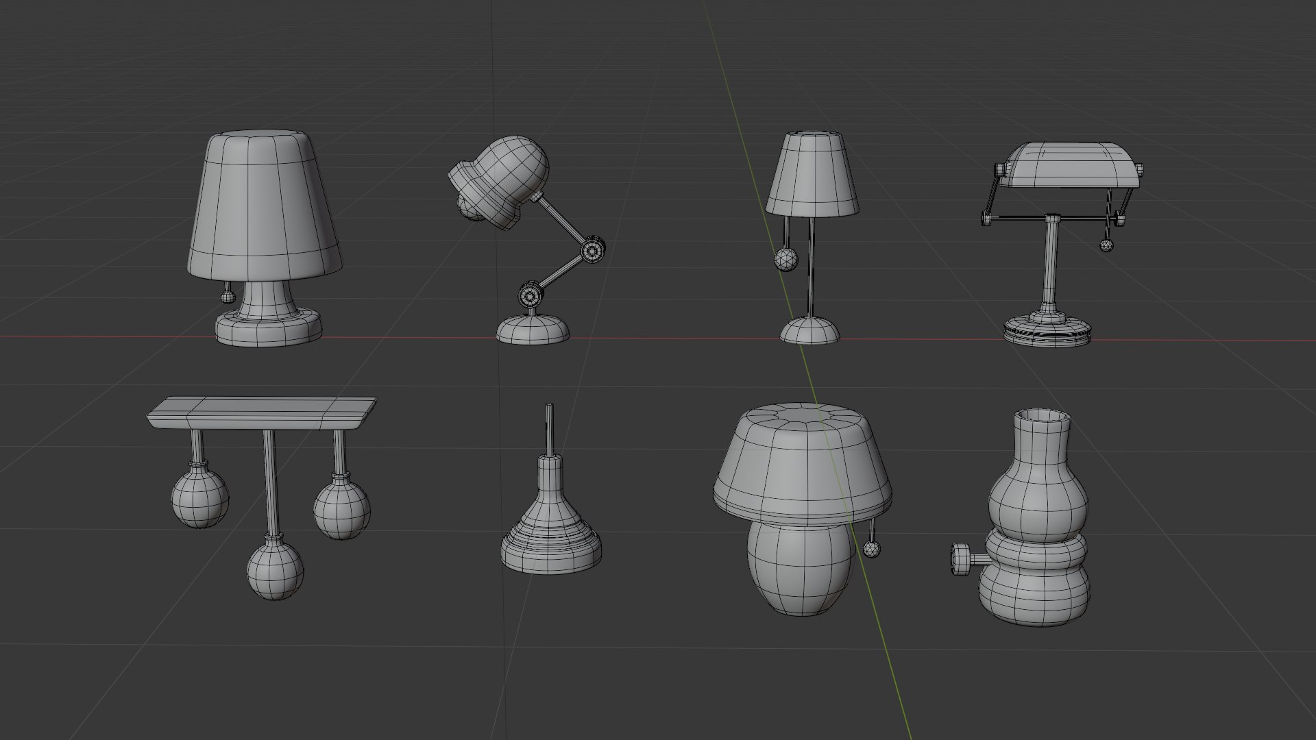 3D model Cozy Elegance - 8 Stylized Low Poly Lamps Set - TurboSquid 2166380