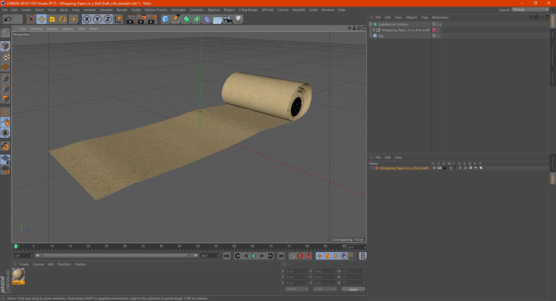 Wrapping Paper In A Roll Kraft 3D Model - TurboSquid 1863154