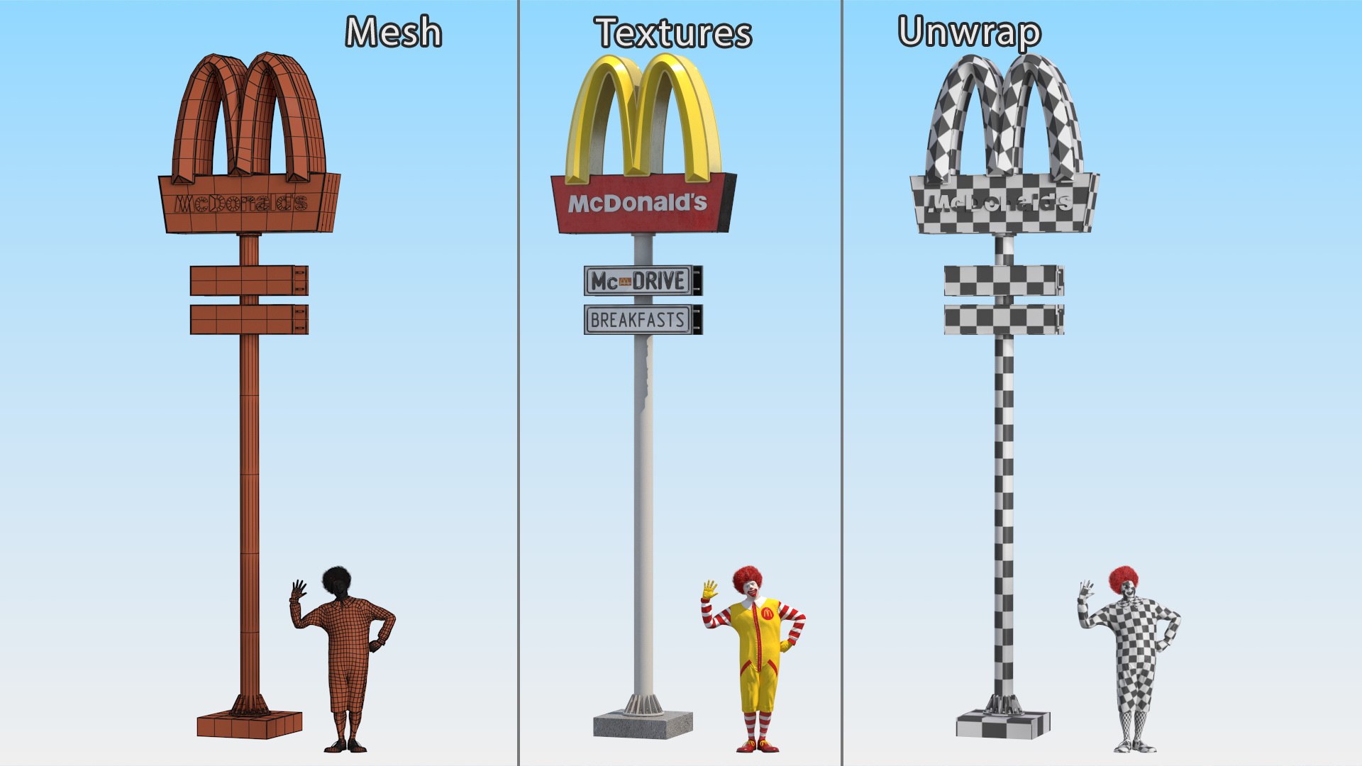 McDonalds Clown And McDonalds Pylon Fur 3D Model - TurboSquid 2337746