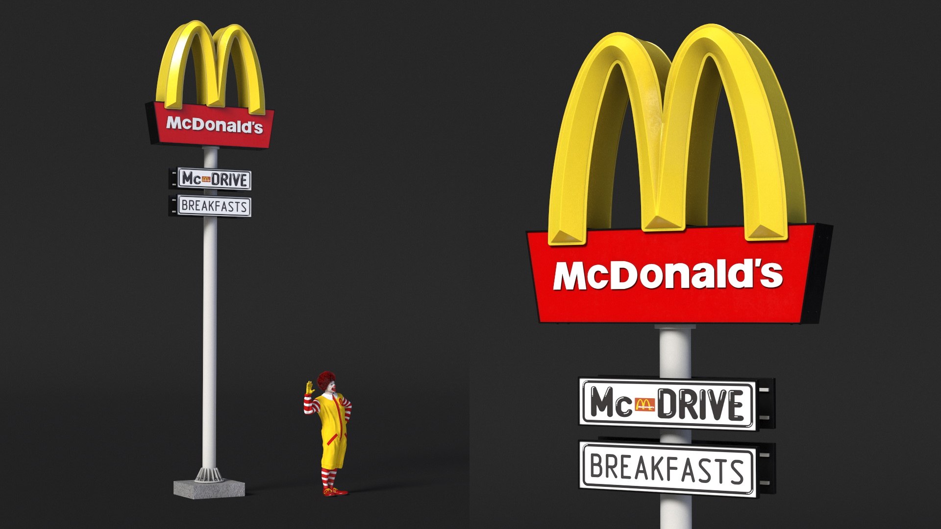 McDonalds Clown And McDonalds Pylon Fur 3D Model - TurboSquid 2337746