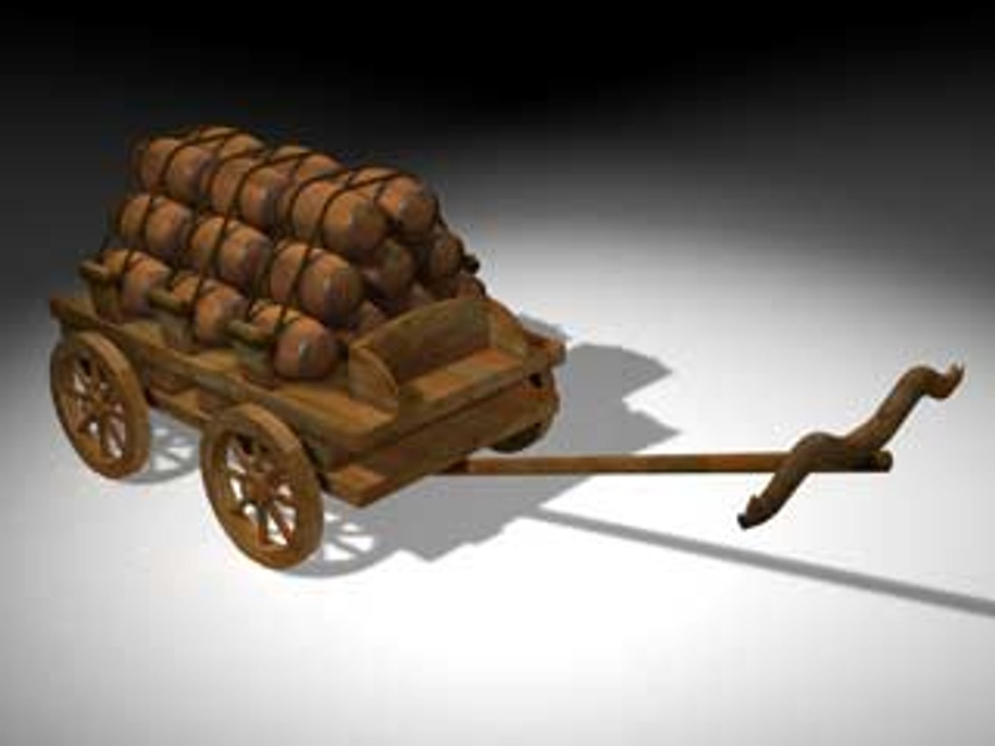 Cart Loaded Barrels 3d Model