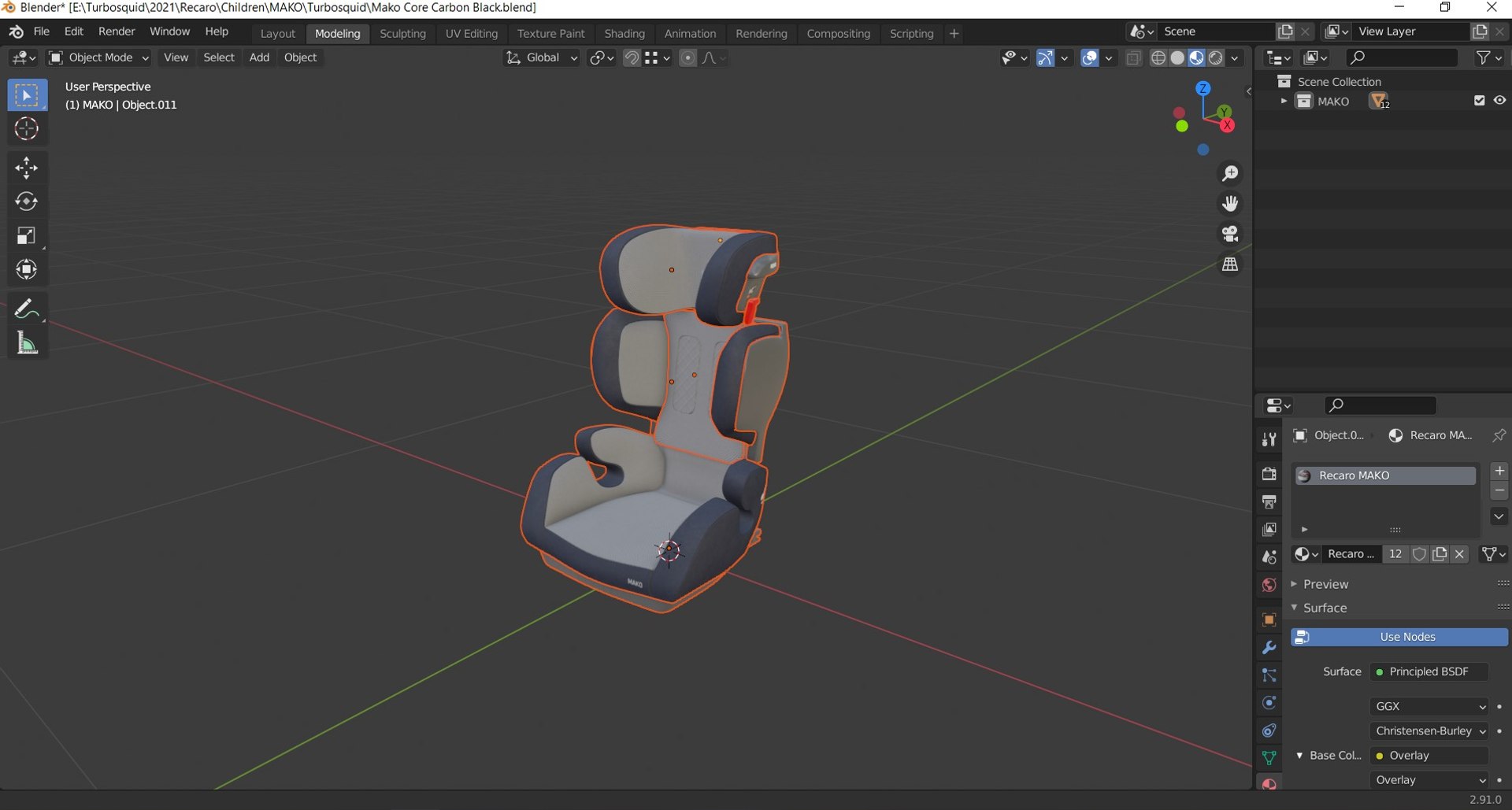 3D Recaro MAKO Children Car Seat Core Carbon Black Model - TurboSquid ...