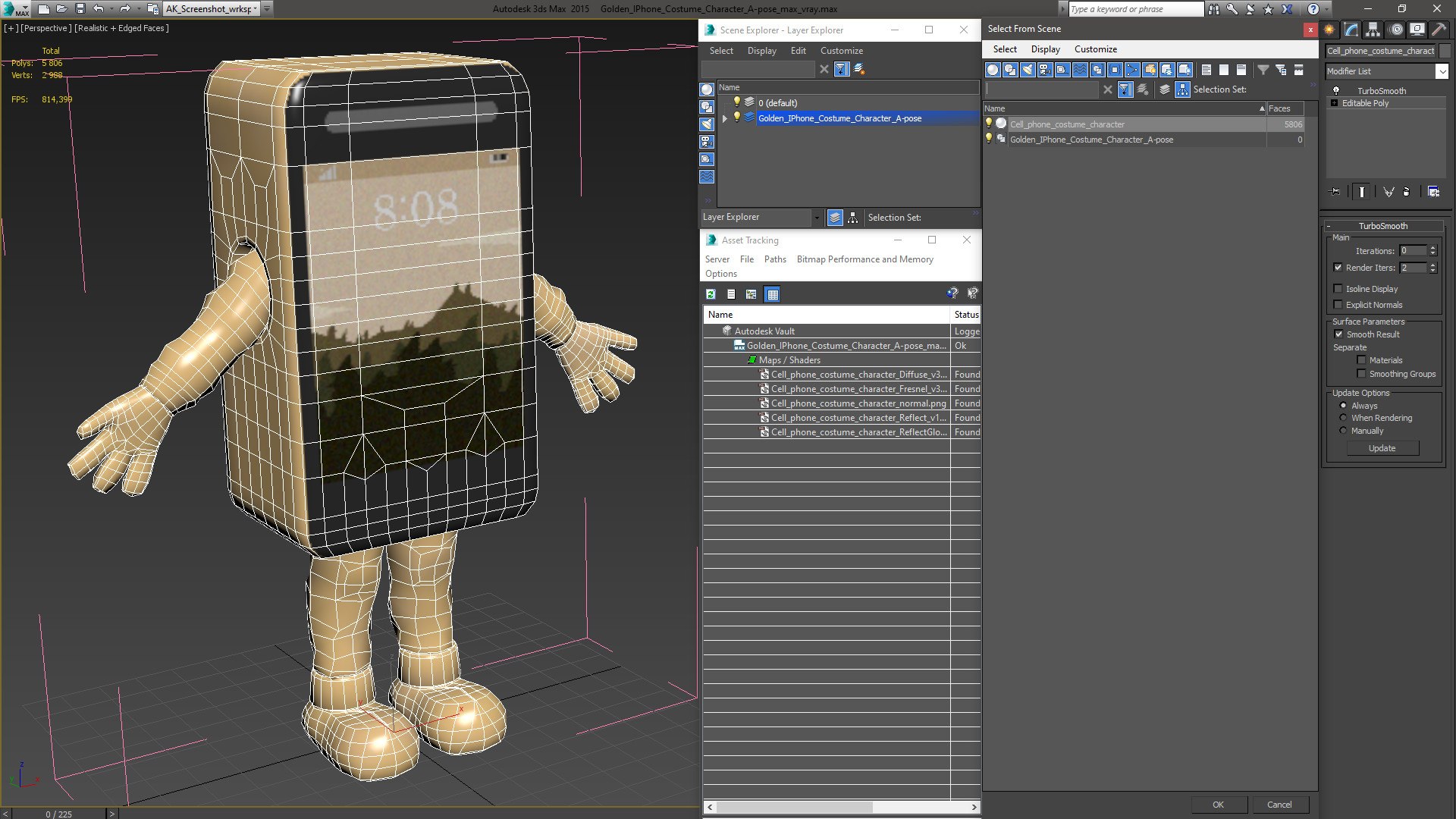 3D Model Golden IPhone Costume Character A-pose - TurboSquid 2059345