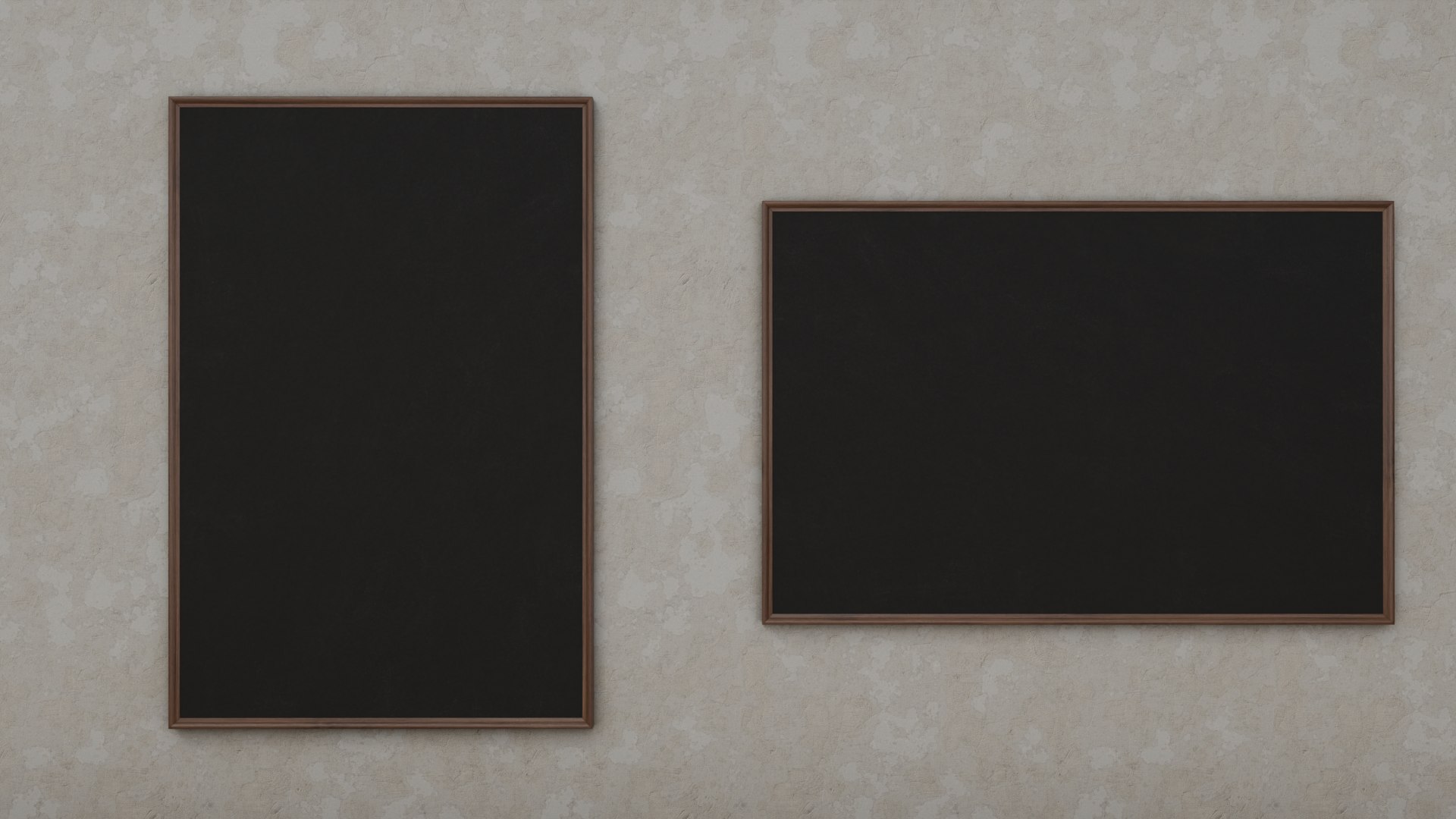 3D Classic Wall-Mounted Rectangular Blackboard Set - TurboSquid 2407777