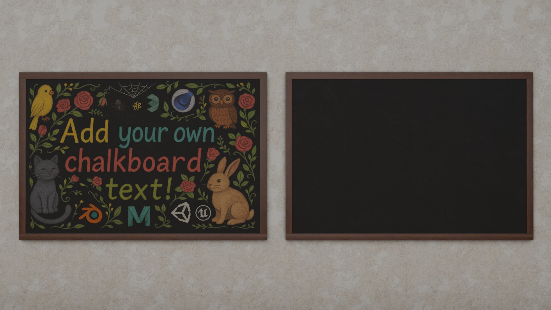 3D Classic Wall-Mounted Rectangular Blackboard Set - TurboSquid 2407777