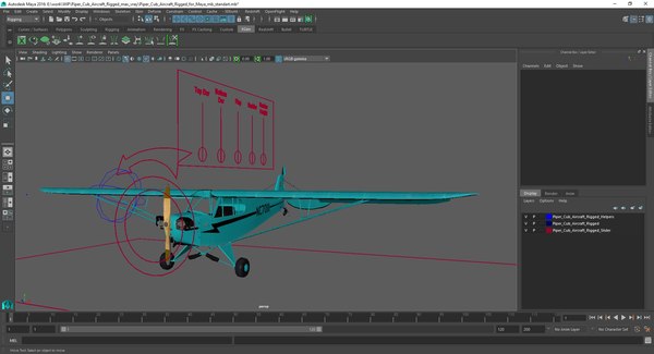 为 Maya 装配的 Piper Cub 飞机3D模型 - TurboSquid 2228434