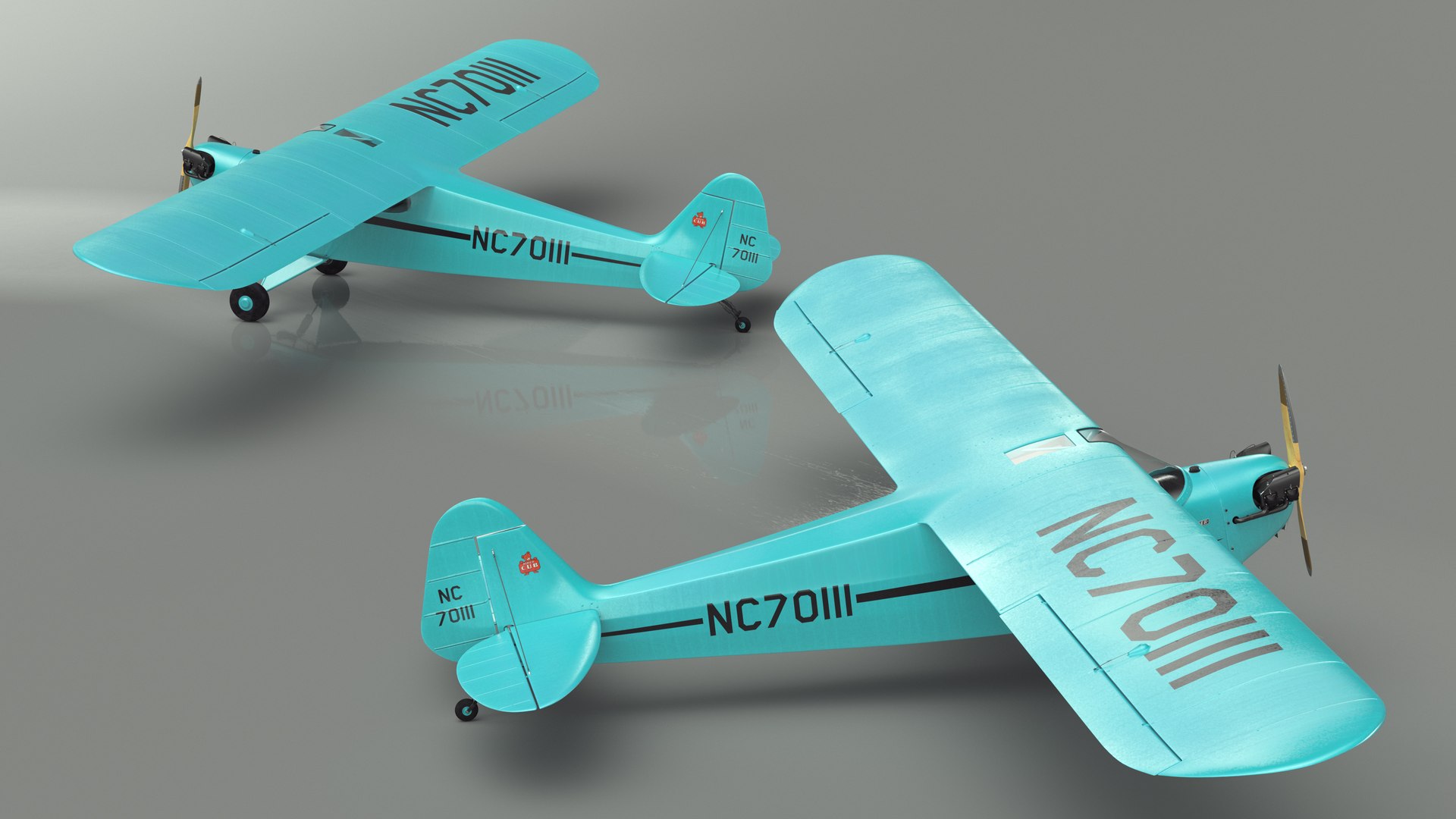 3D Piper Cub Aircraft Rigged For Maya - TurboSquid 2228434