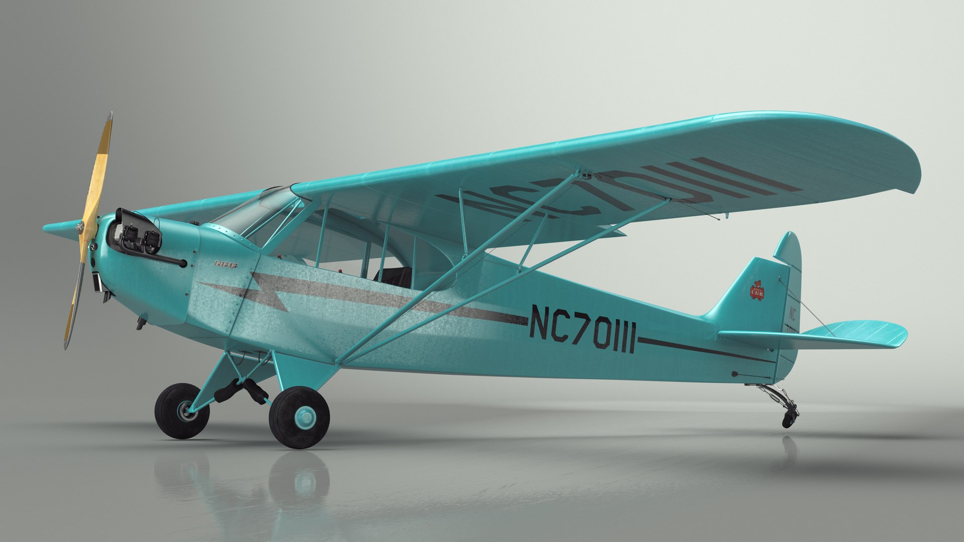 3D Piper Cub Aircraft Rigged For Maya - TurboSquid 2228434