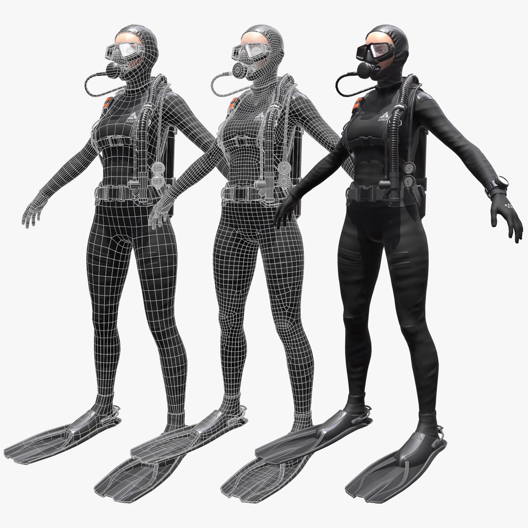3D Scuba Diver Female - Diving Suit - TurboSquid 2002918
