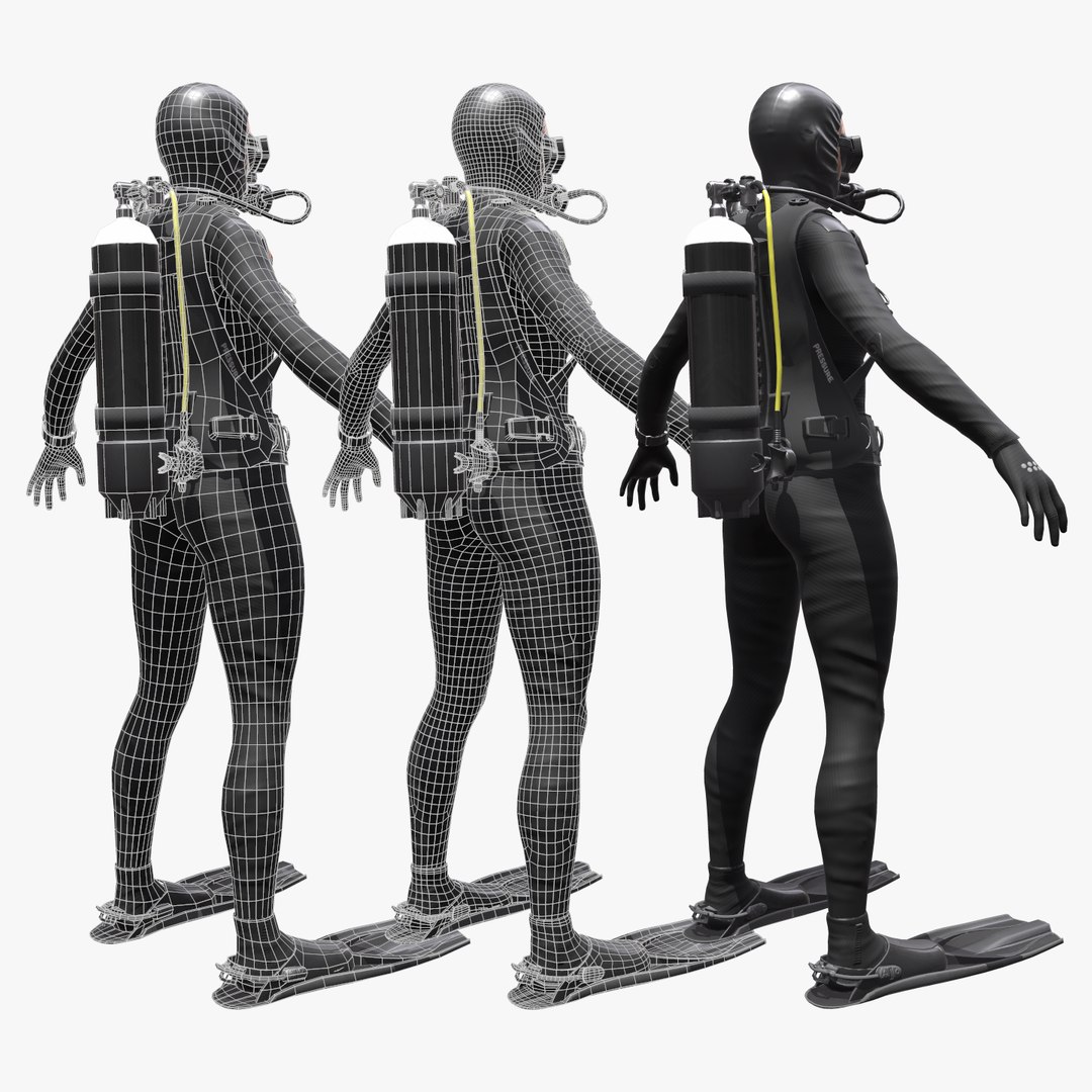 3D Scuba Diver Female - Diving Suit - TurboSquid 2002918