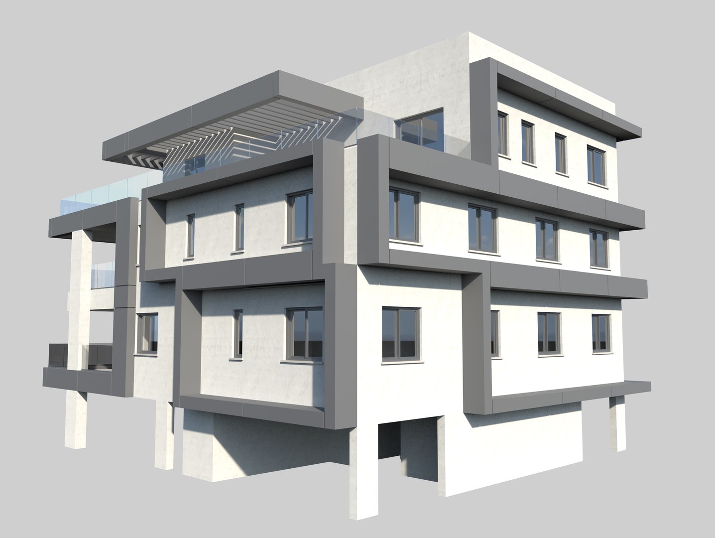 Modern Apartment Building 1 Low-poly 3D model - TurboSquid 2051993