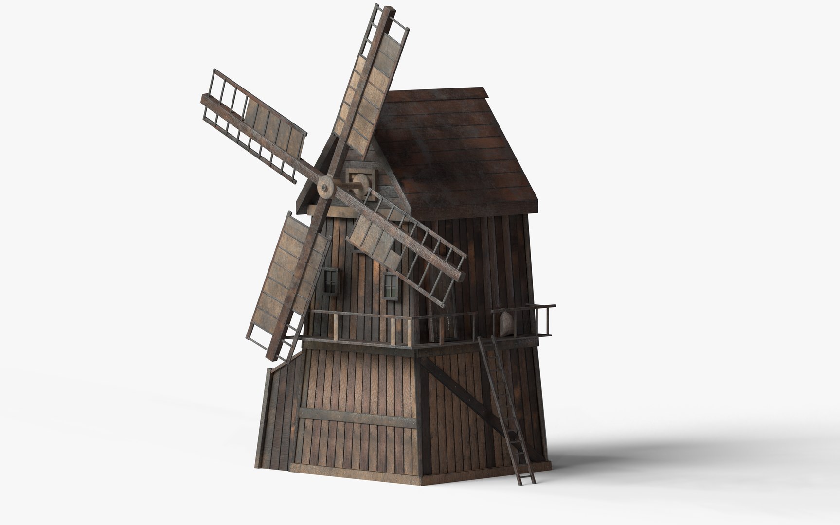 Wooden Enterable Windmill Model - TurboSquid 2110273