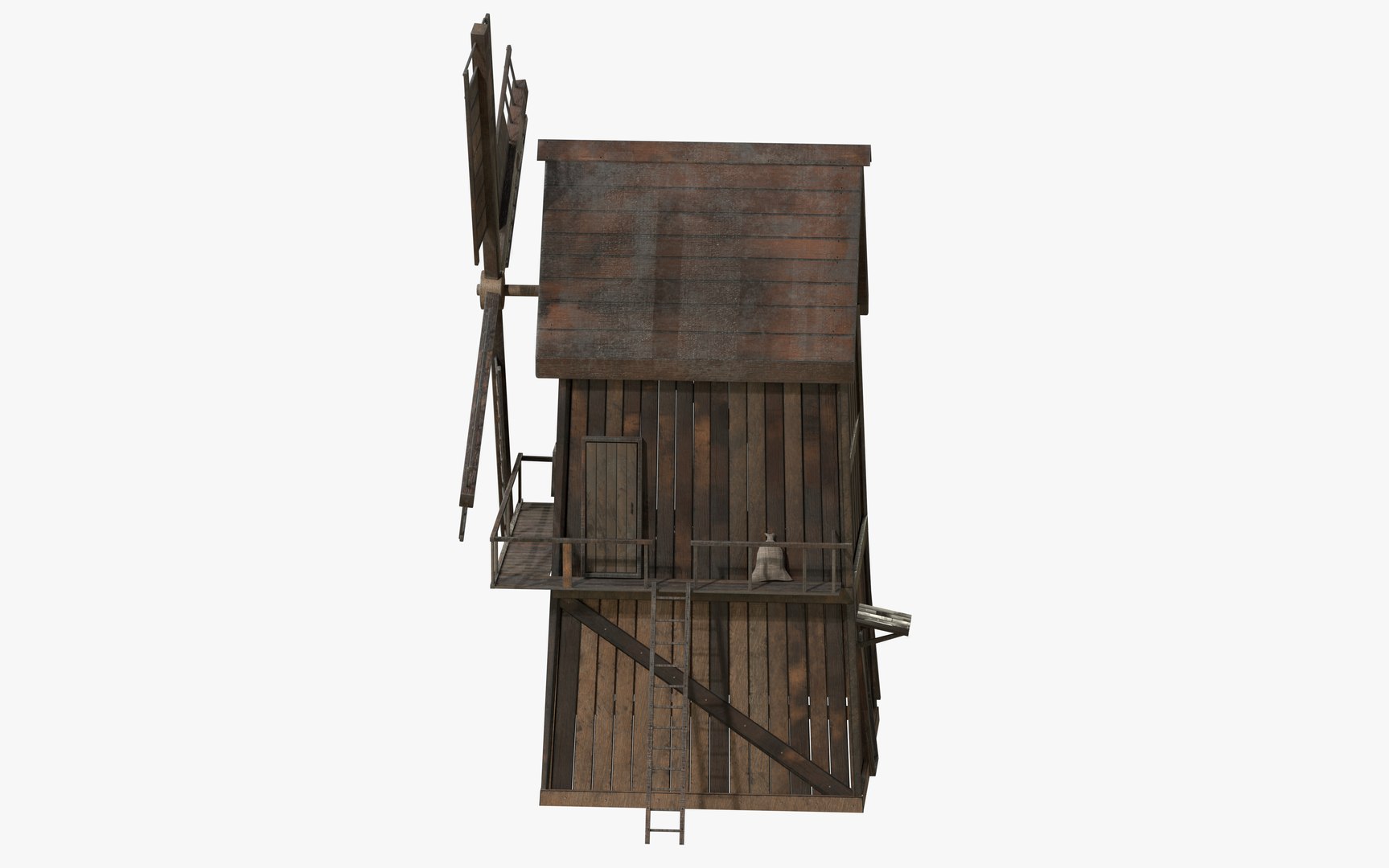 Wooden Enterable Windmill Model - TurboSquid 2110273
